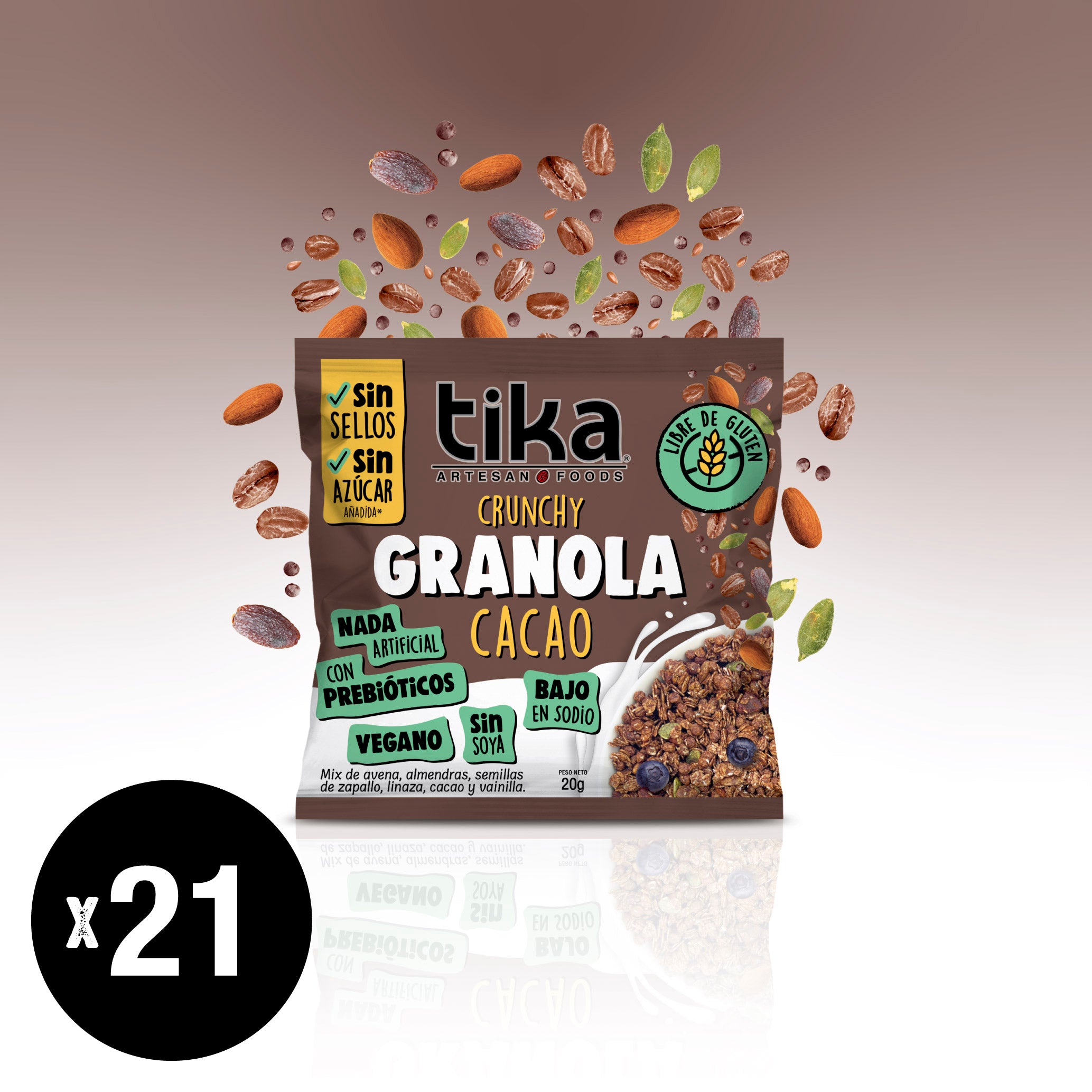 Tika Granola Crunchy Cacao 20g x 21 Colaciones – Tika Foods