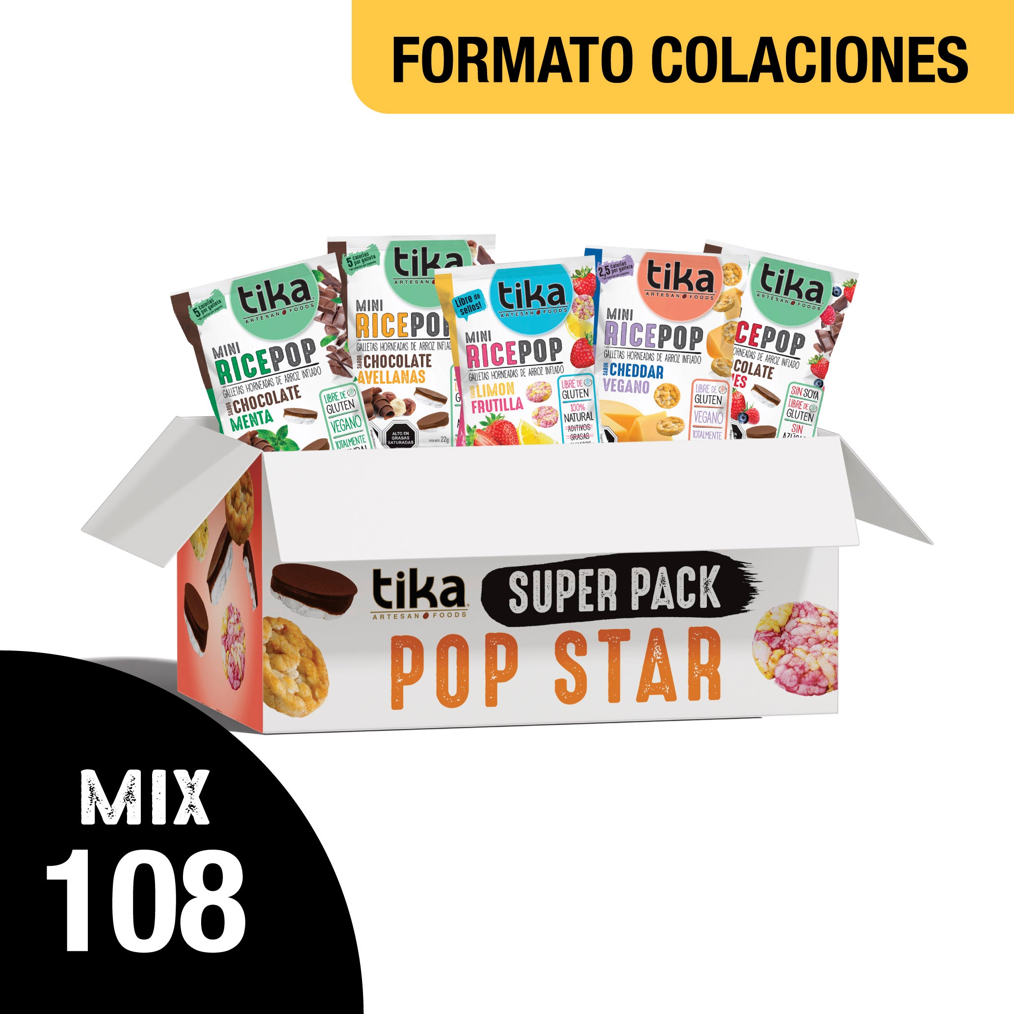 Super Pack Pop Star - 108 Colaciones [72 Dulces y 36 saladas] – Tika Foods